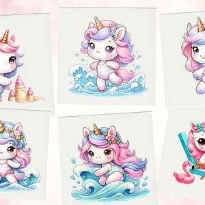 Beach Summer Unicorn Clipart: Watercolor PNG (2000x2000 Px) - Etsy