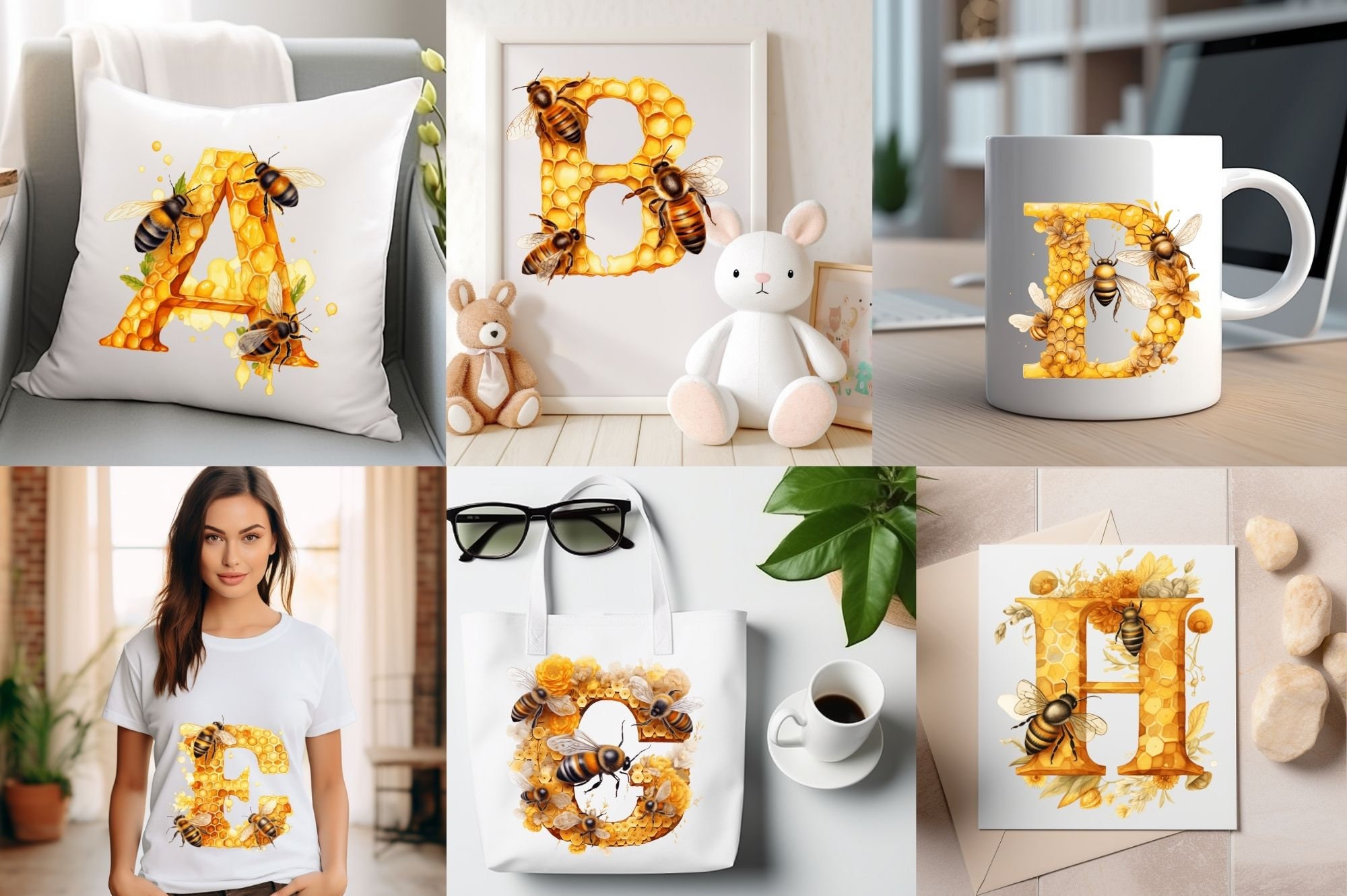 Honeybee Alphabets and Number, Bee Font, Bee Alphabet, Animal Font ...