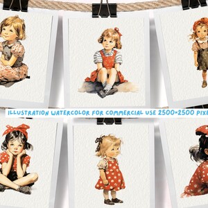 Watercolor Polka Dot Girls Clipart, Baby Girls Clipart, Commercial Use ...