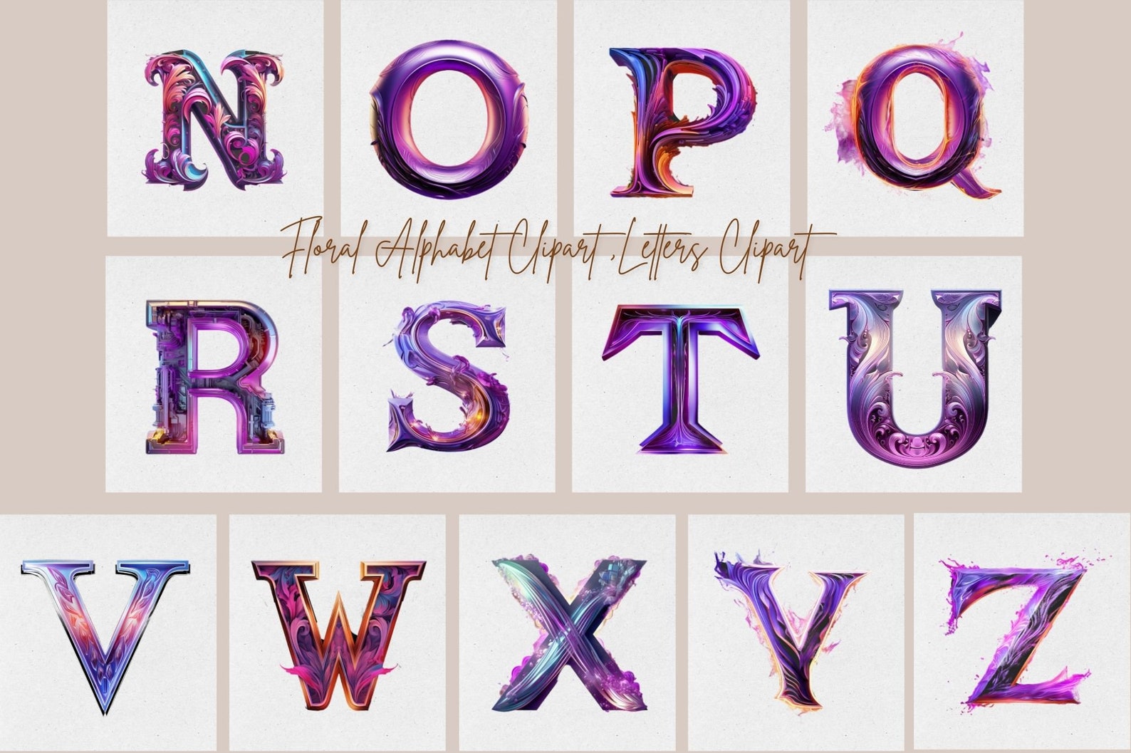 Light Purple Colorful Alphabet Clipart, Bright Pink Blue Purple Alcohol ...