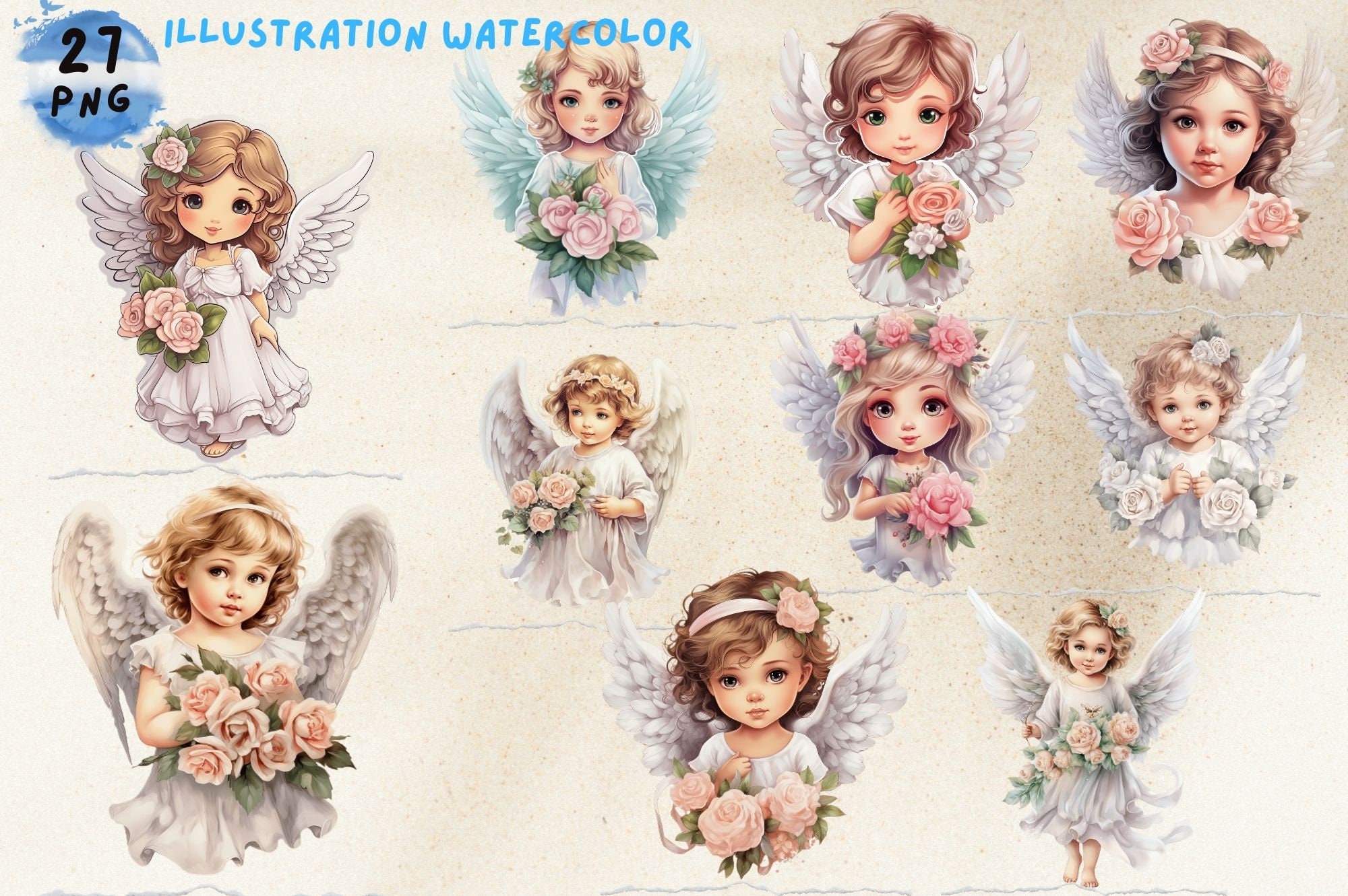 Adorable Angel Clipart, Angel Baby Clipart, Pink, Girl, Kid, Little ...