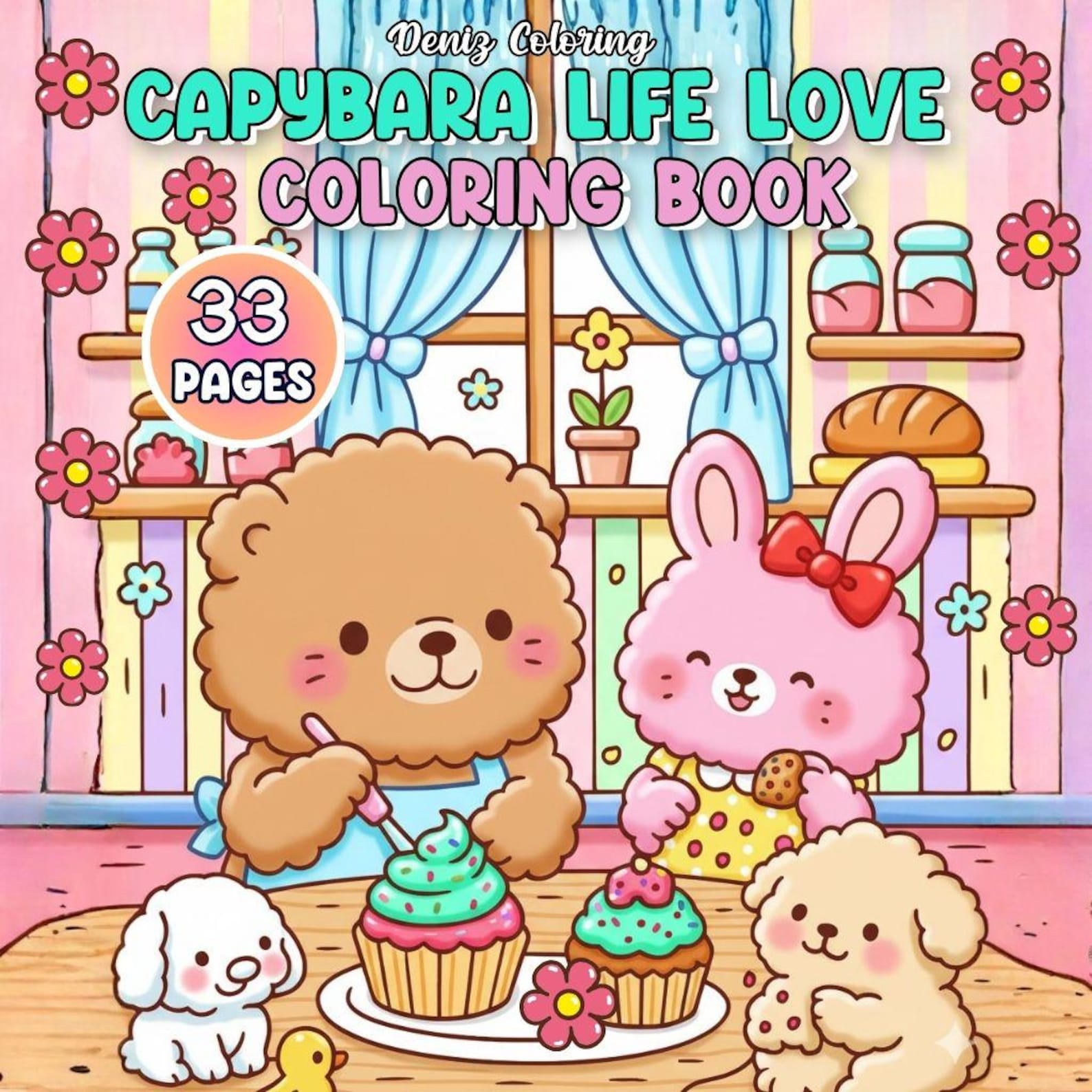 Capybara and Friends Coloring Book for Kids and Adults – Cute Animal ...