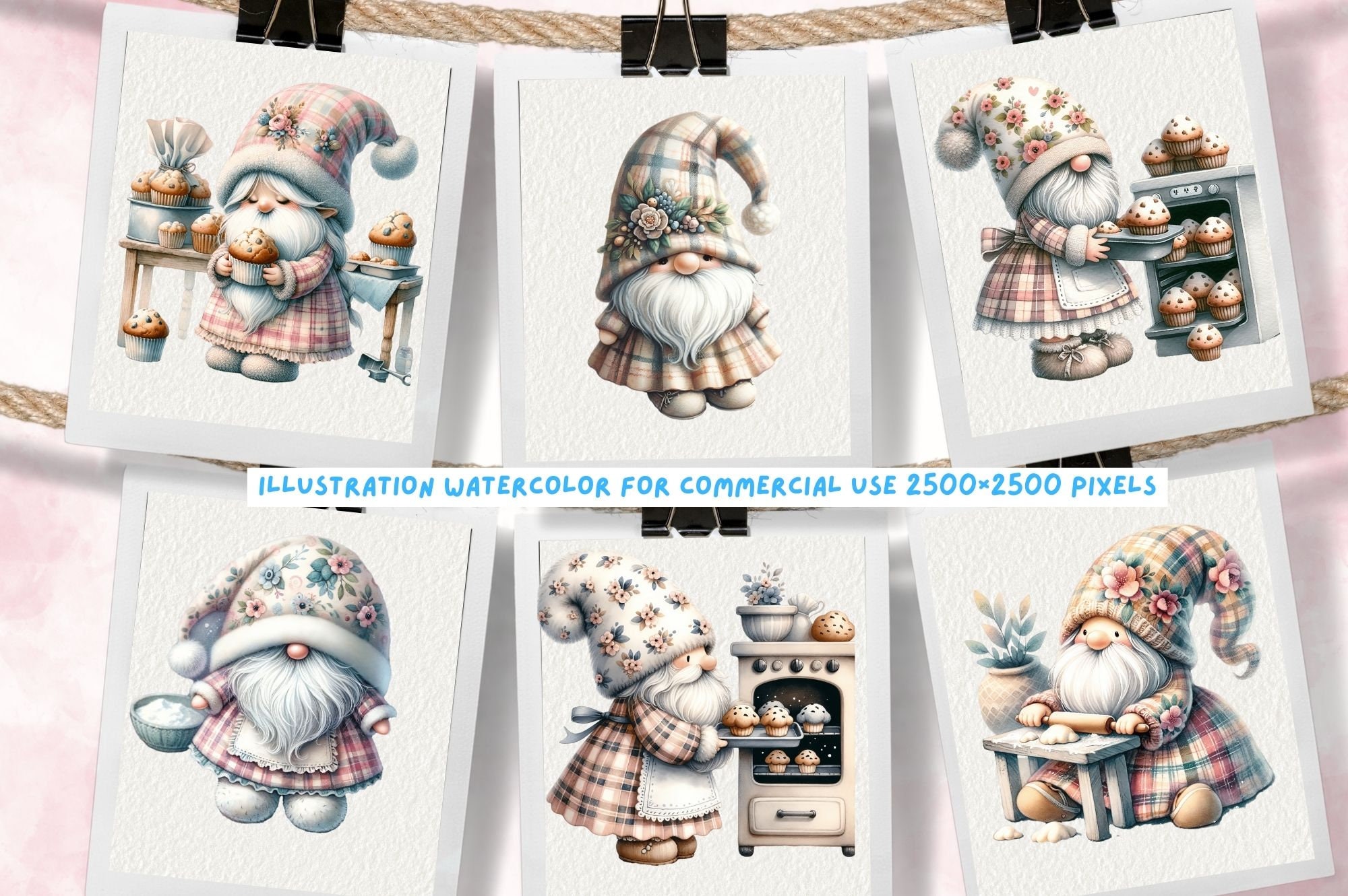 Baker Gnome Watercolor Clipart, Gnome Pastry Chef Clipart, Chef Gnome ...
