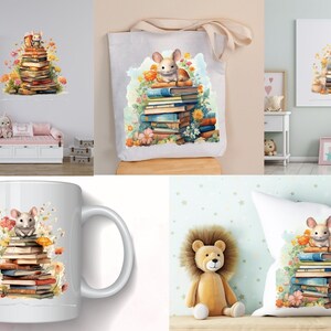 Cute Stack Books Mouse Clipart, Fairytale Books Clipart, Book Clipart ...