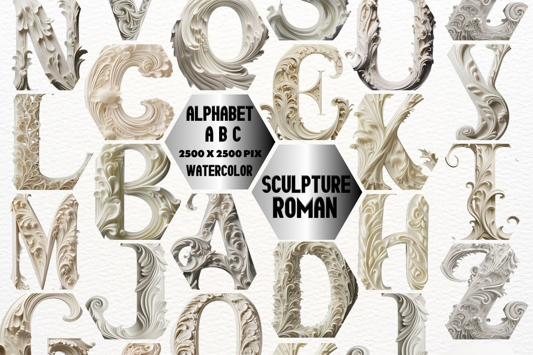 Roman Sculpture Alphabet Letters: Goth Clip Art (PNG) - Etsy