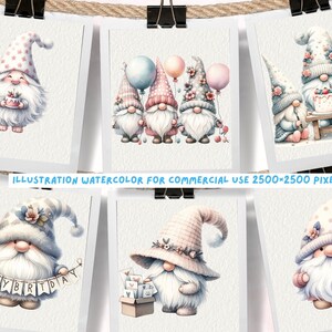 Birthday Gnomes Watercolor Clipart, Birthday Decoration Png, Whimsical ...
