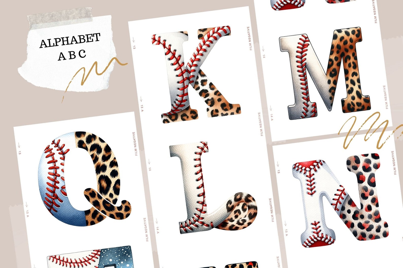 Baseball Leopard Alphabet Letters, Baseball Alphabet, Alphabet ...