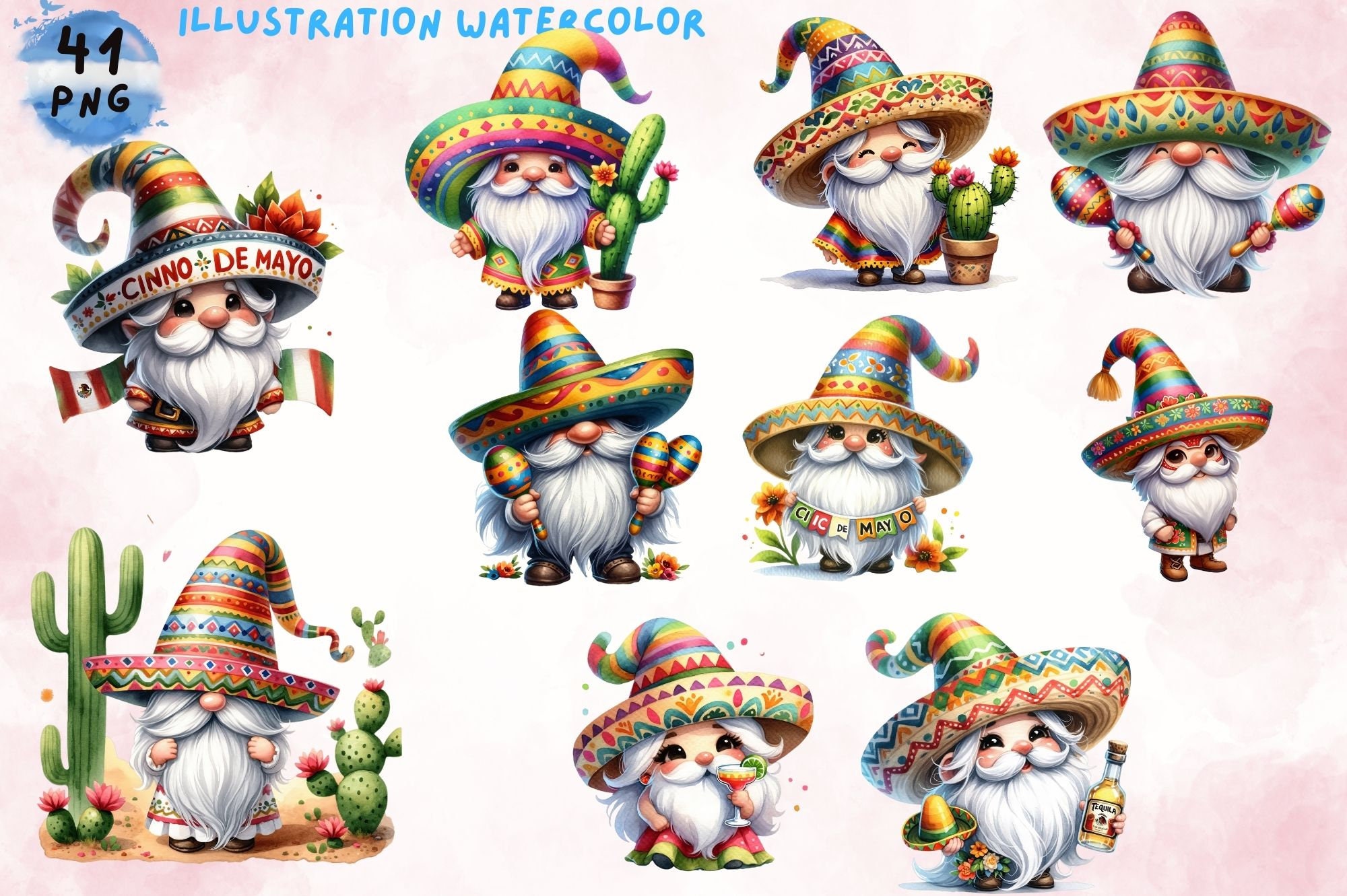 Cinco De Mayo Gnome Clipart, Mexican Gnome, Gnome Clipart, Mexico ...