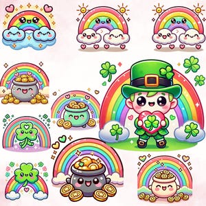 Lucky St Patricks Day Clipart Set, Cute St Patty's Day PNG, Shamrock ...