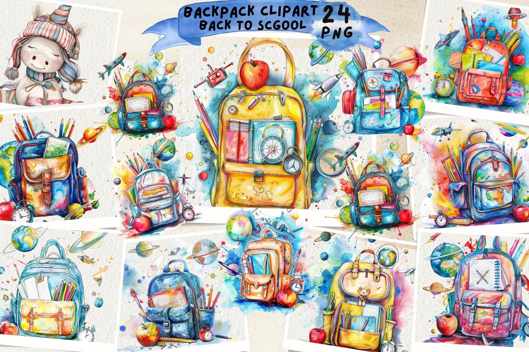 Backpack Clipart, Backpack Graphics, Back to School Elements, School ...