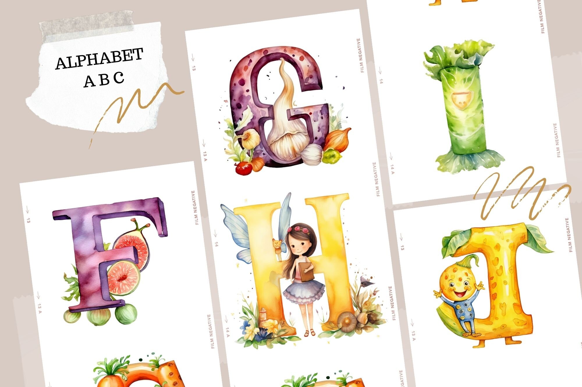 Fruits and Vegetables Alphabet Clipart Vegetables Letterst - Etsy