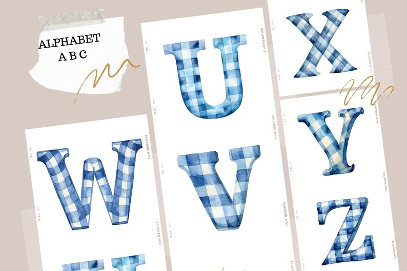 Blue Buffalo Plaid Letters Alphabet, Plaid Letters, Plaid Font, Buffalo ...