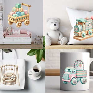 Baby Toys Watercolor Clipart, Boho Nursery Wall Art, Baby Shower Decor ...