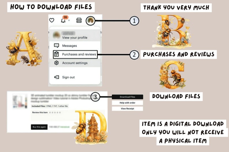 Bee Alphabet Bundle, Bee Png, Honey Doodle Letters, Clip Art Letters ...