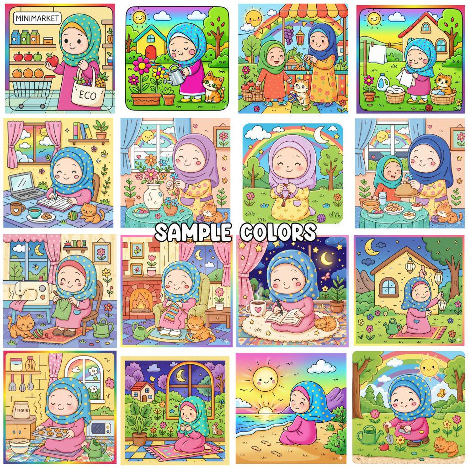 Cozy Muslim Girl Coloring Book for Kids – Modest Outfits, Hijab Fashion ...