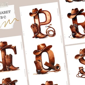 Western Alphabet Clipart: Cowboy Font, Sublimation Designs (PNG) - Etsy
