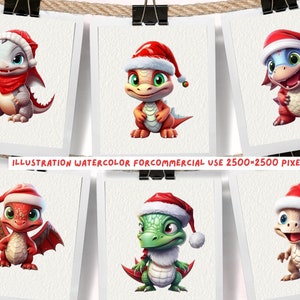 Baby Dinosaur Christmas Watercolor Clipart, Holiday Dinosaur Clipart ...