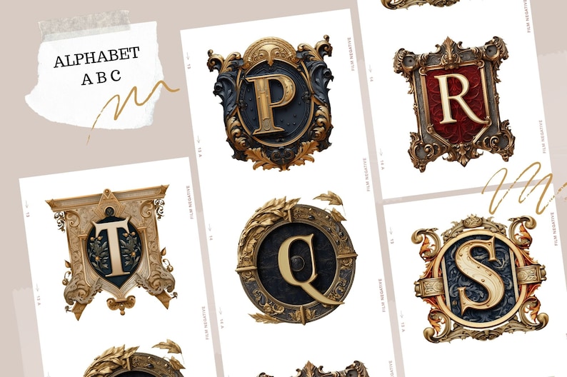 Medieval Alphabet Clipart Antique Lettering Medieval - Etsy