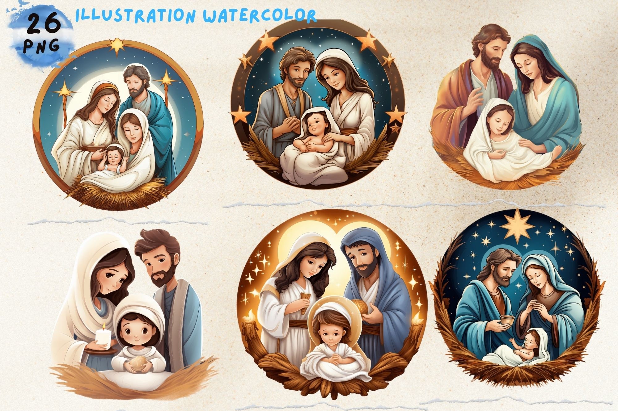 Watercolor Nativity Scene Clipart Christmas Nativity Clipart - Etsy