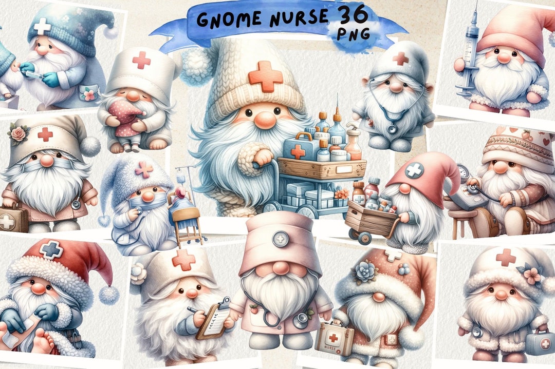 Nurse Doctor Gnomes Clipart, Doctor Gnomes Clipart, Medical Gnomes ...