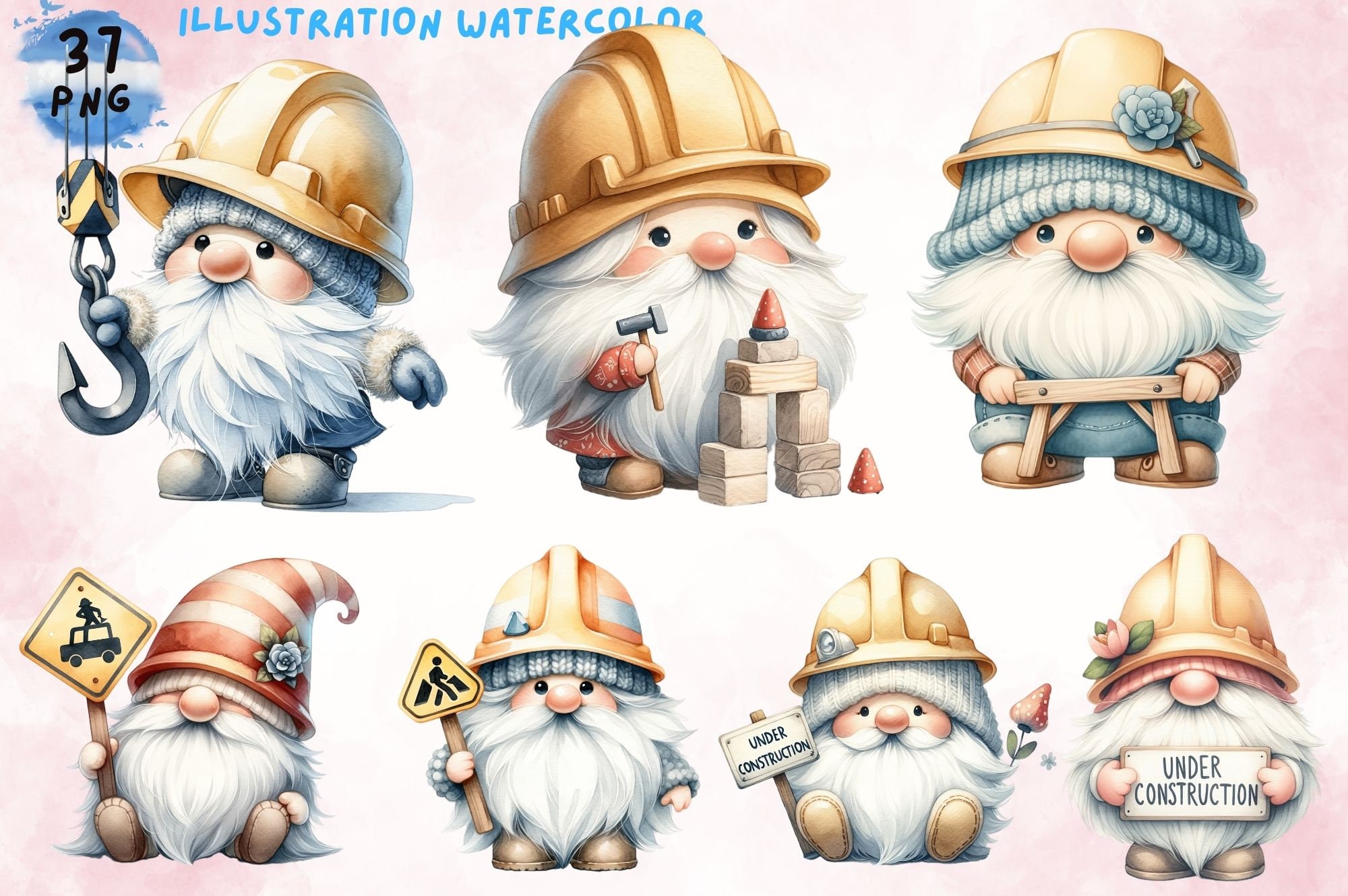 Construction Gnomes Clipart, Gnomes Construction Theme Decor ...
