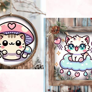 Kawaii Mini Cats Clipart, Cute Cat Digital Stickers for Scrapbooking ...