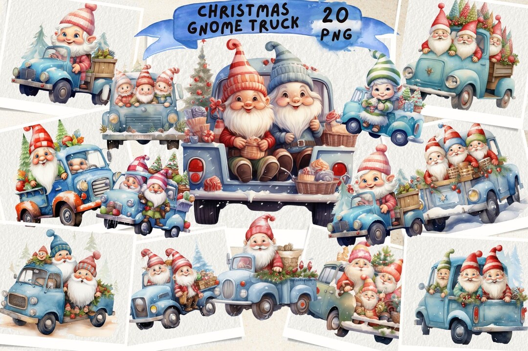 Christmas Gnome Truck Clipart, Christmas, Merry Christmas, Christmas ...