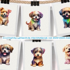Watercolor Puppies Clipart, , Puppy Png Bundle, Puppies Clipart Bundle ...
