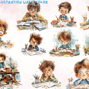 Thoughtful School Boy Clipart, Cute Happy Cartoon Kids, Little Boys and ...
