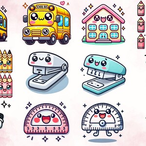 Kawaii Back to School Clipart: Teacher Graphics (PNG) - Etsy