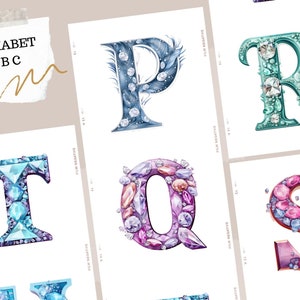 Crystal Alphabet, Crystal Alphabet Scrapbook, Gemstone Clipart, Nature ...