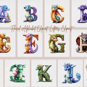 Cartoon Baby Dragon Letters Clipart, Fantasy Dragon, Alphabet Graphics ...