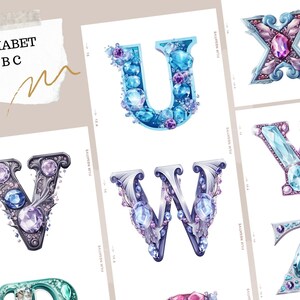 Crystal Alphabet, Crystal Alphabet Scrapbook, Gemstone Clipart, Nature ...