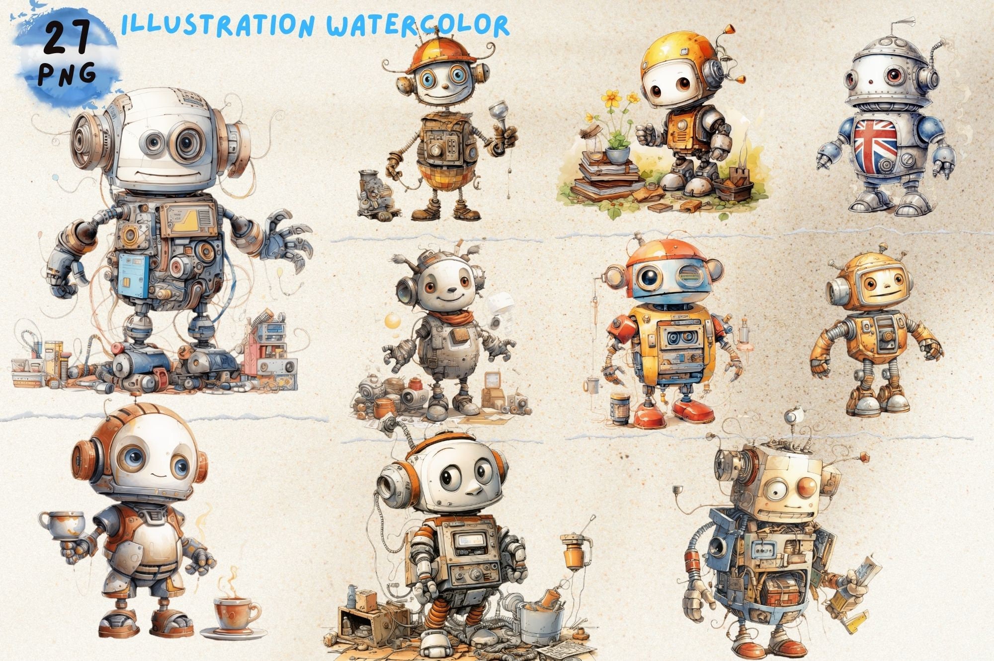 Robot Clipart Robot Characters Fun Robot Rocking Robot - Etsy