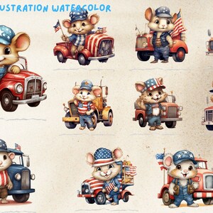 Cartoon Trucker USA Flag Watercolor Clipart Png, Trucks Boys Clipart ...