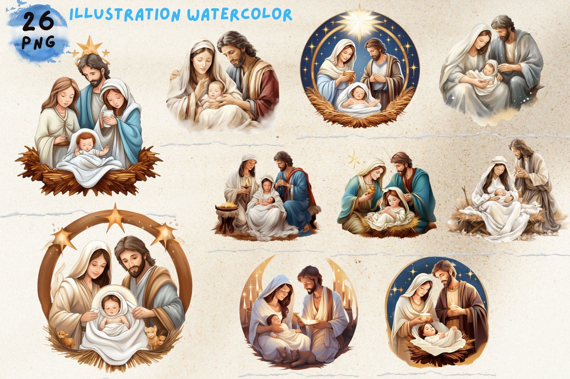 Watercolor Nativity Scene Clipart Christmas Nativity Clipart - Etsy