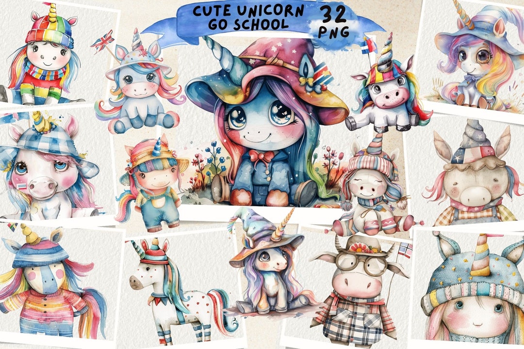 Unicorn Back to School Clipart, Cute Unicorn School, Adorable Back to ...