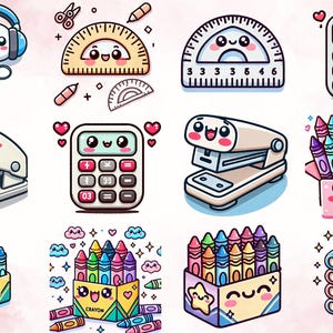 Kawaii Back to School Clipart: Teacher Graphics (PNG) - Etsy