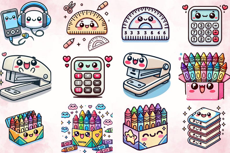 Kawaii Back to School Clipart: Teacher Graphics (PNG) - Etsy