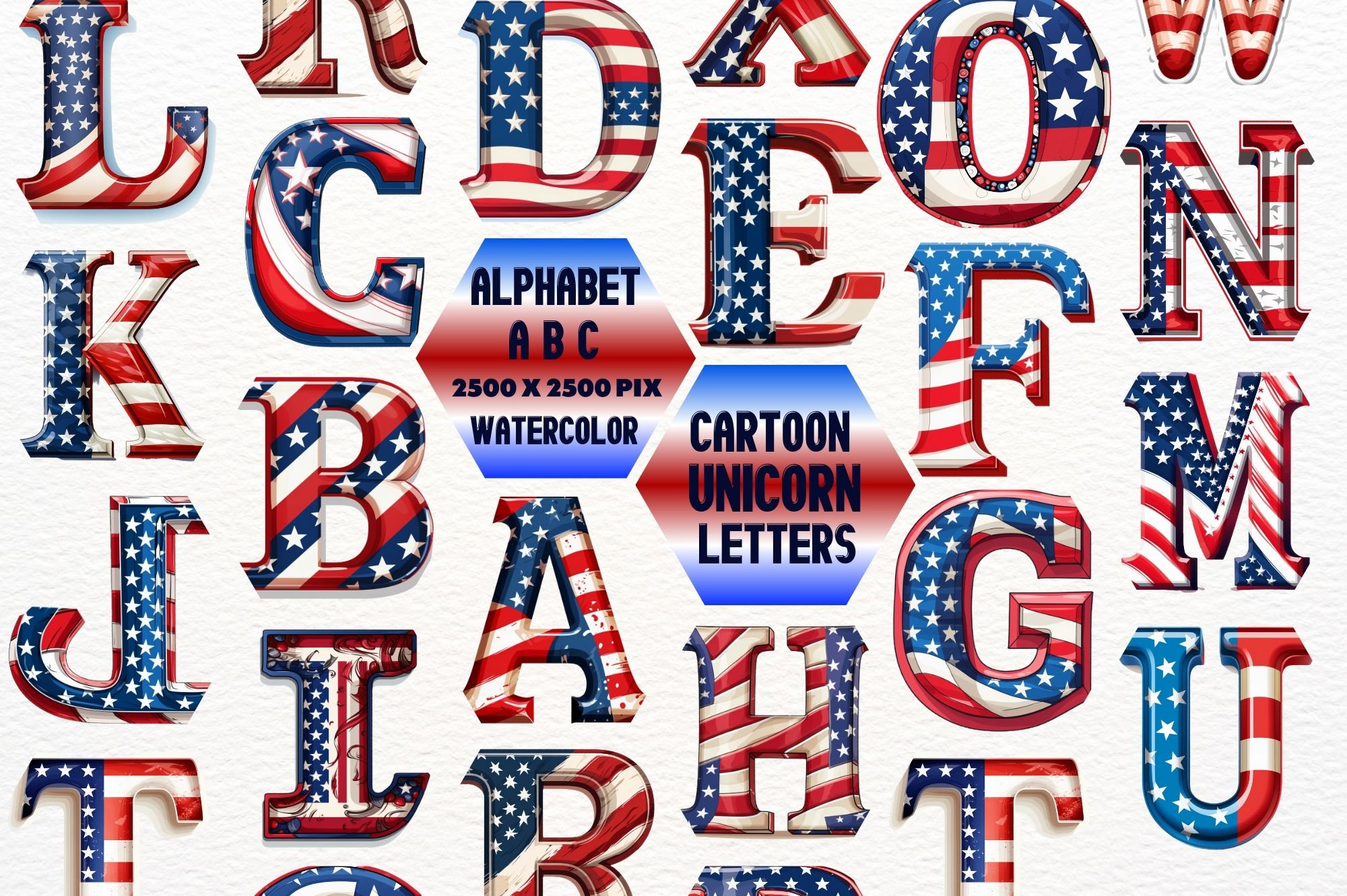 USA Alphabet Letters Clipart Patriotic American Flag Letters - Etsy