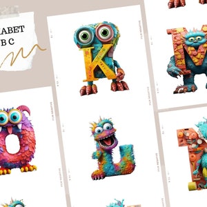 Crazy Mad Monster Alphabet, Monster Alphabet Clipart, Cute Monsters ...