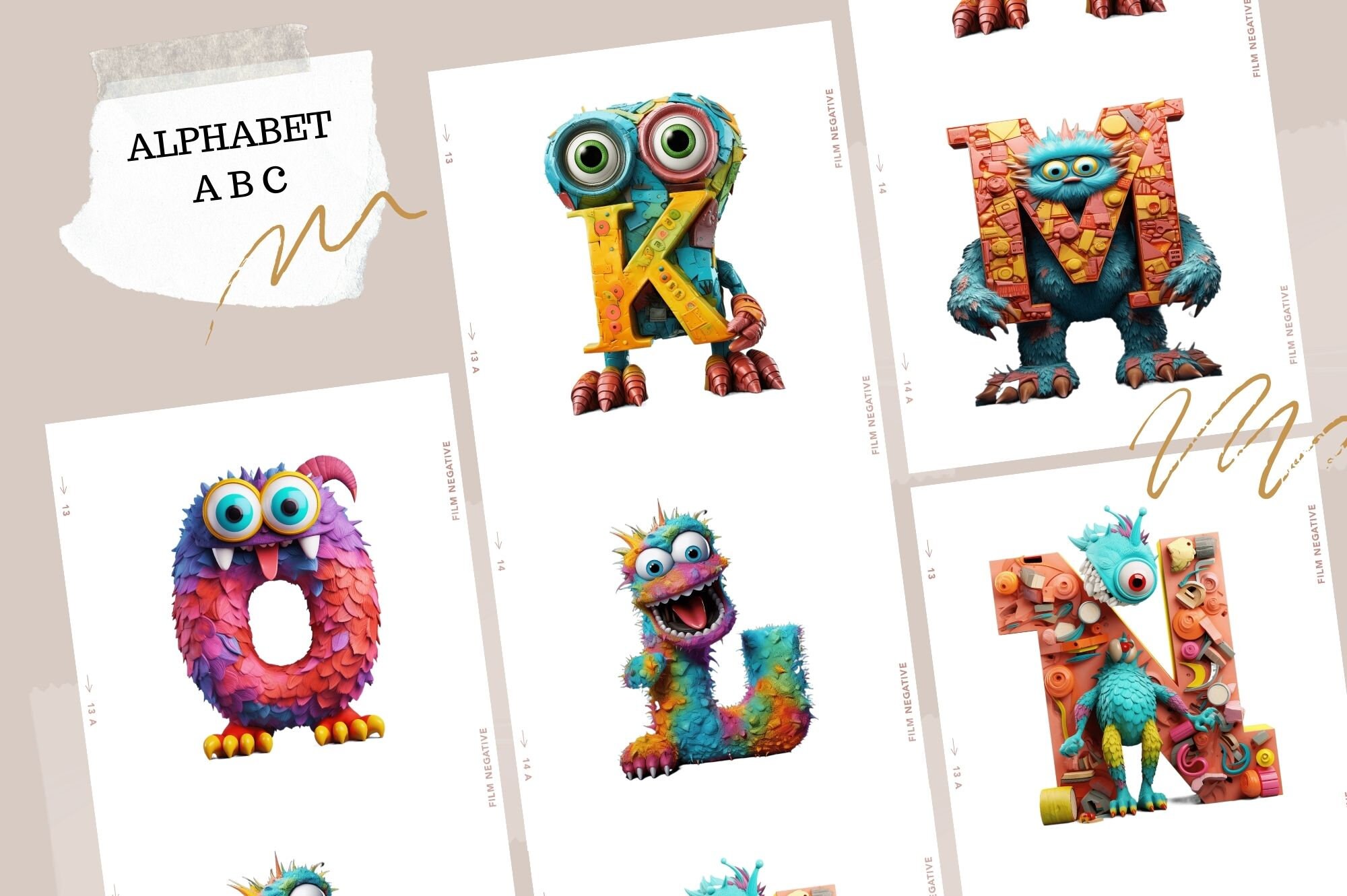 Crazy Mad Monster Alphabet, Monster Alphabet Clipart, Cute Monsters ...