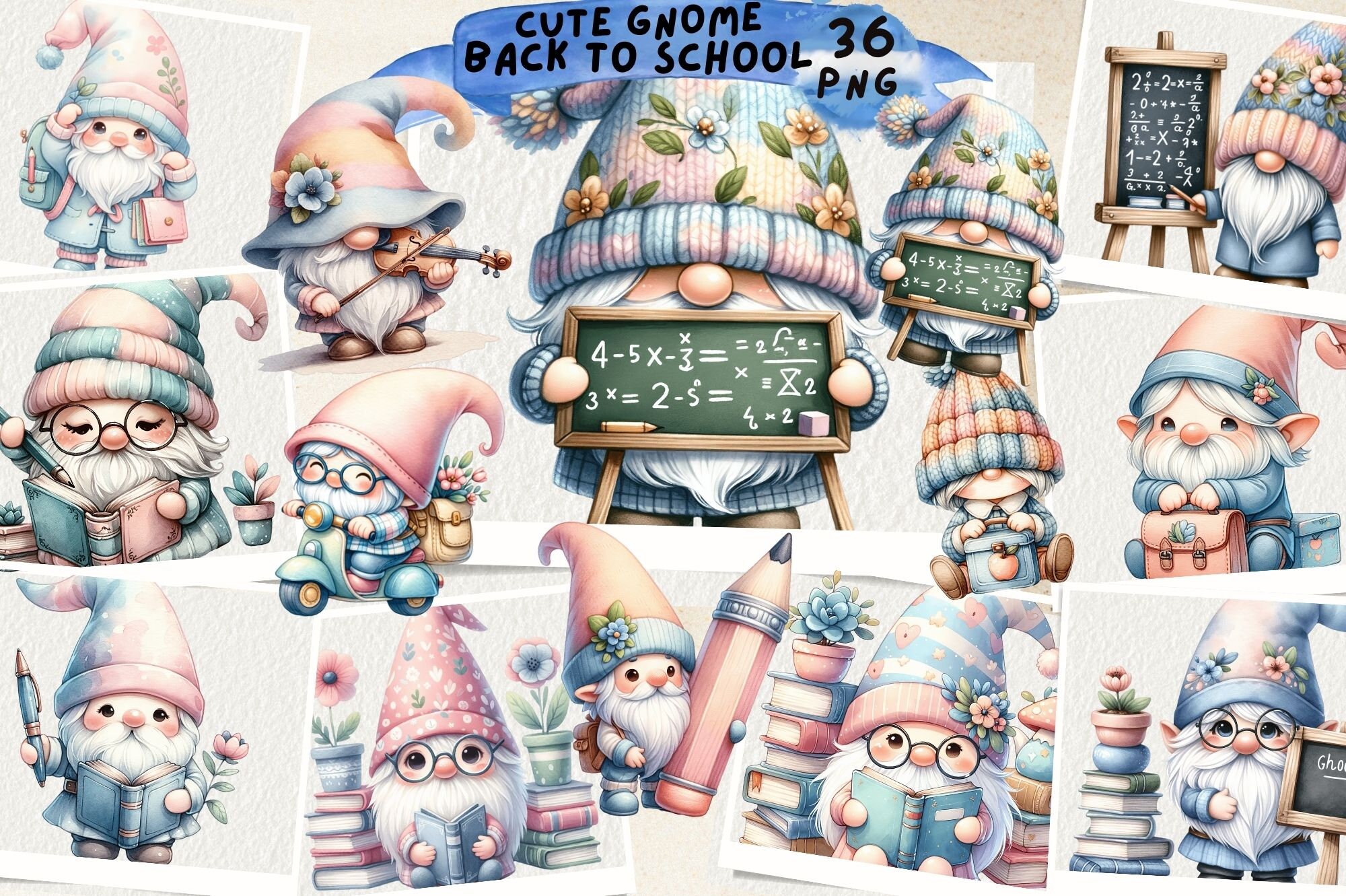 Back to School Gnomes Clipart, Teacher Gnomes Sublimation Design ...