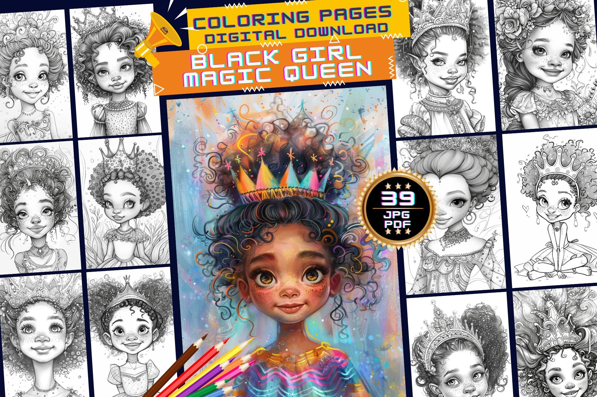 Fantasy Little Black Princess Girl Coloring Pages, Black Girls, Afro ...
