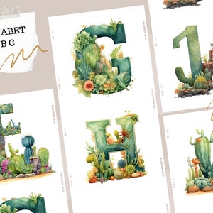 Cactus Alphabets Clipart, Cactus Alphabet, Succulent Font, Succulent ...