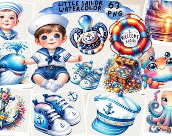 Nautical Clipart - Clip Art and Digital Paper Set - Baby Sailor ...