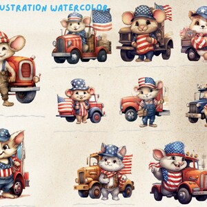 Cartoon Trucker USA Flag Watercolor Clipart Png, Trucks Boys Clipart ...