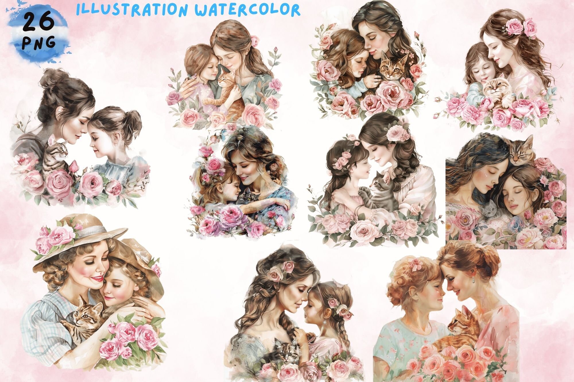 Mother’s Day Watercolor Clipart, Floral Mother’s Day, Mother’s Day ...
