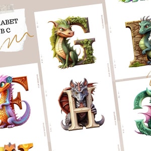 Cartoon Baby Dragon Letters Clipart, Fantasy Dragon, Alphabet Graphics ...