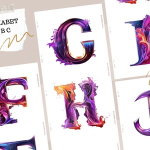 Light Purple Colorful Alphabet Clipart, Bright Pink Blue Purple Alcohol ...